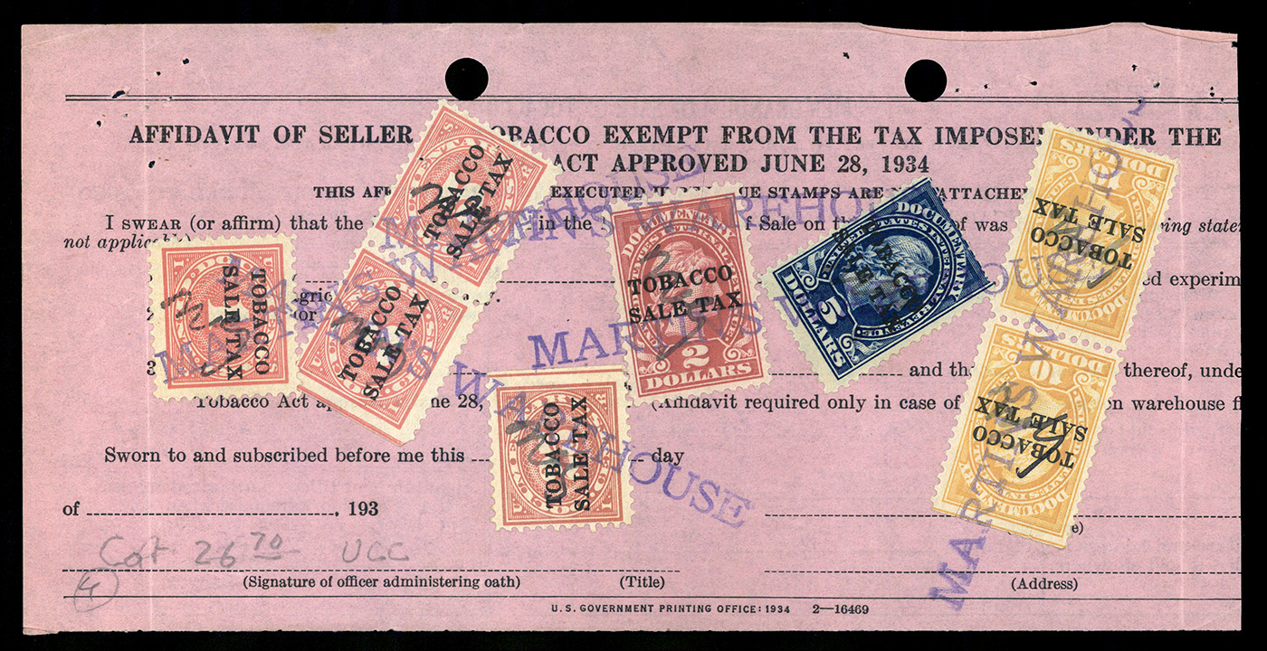 Tobacco Sale Tax Revenue Stamps on Document... Why Don't We See More of ...